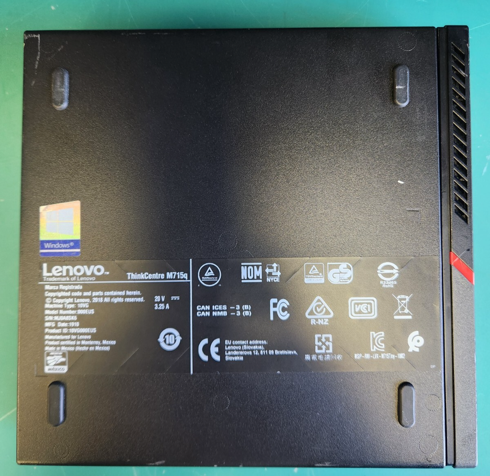 Lenovo ThinkCentre M715q Tiny 2nd Gen Barebone No CPU No Ram No Hard ...
