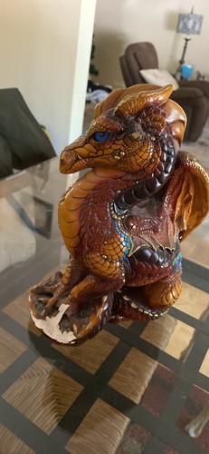 Vintage Windstone Editions 1986 Pena Brown Turquoise Gold Dragon ...