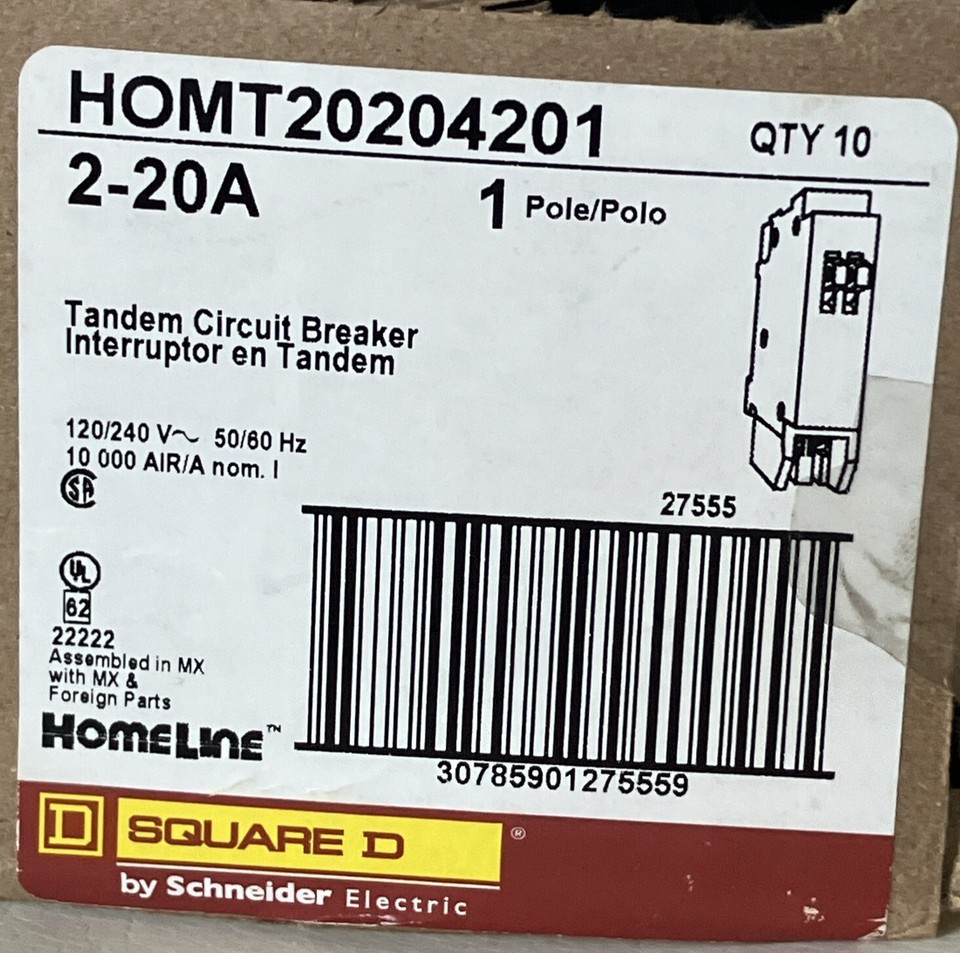 HOMT2020 / HOMT20204201 Square D Twin 20/20 1 Pole Tandem Circuit ...
