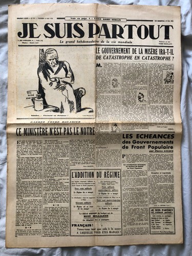 Politique : Journal " Je suis partout " de Brasillach - mai 1938 ...