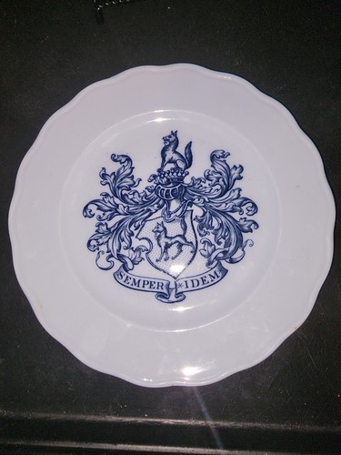 Vintage Cauldon England 'SEMPER IDEM' White and Blue 10.25" Plate | eBay