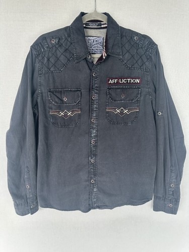 Affliction Shirt Men’s Medium Button Up Y2K Grunge Ltd Edition Black ...