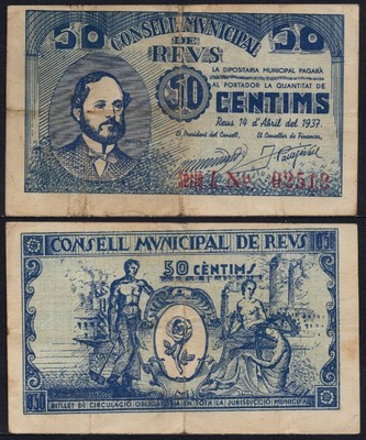 Spain-Catalonia Reus / 50 Cents / April 14, 1937 MBC+/VF+ 2076 | eBay