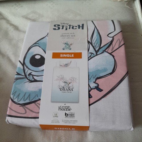 Disney Stitch ‘Ohana’ Reversible Single Duvet Set By George At Asda ...