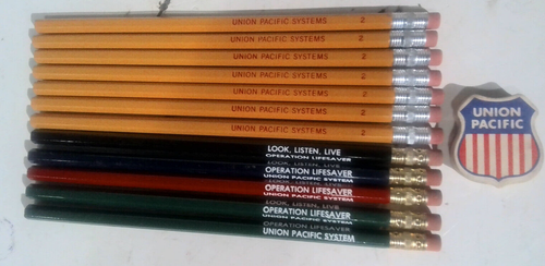VINTAGE 12 Unused Union Pacific Railroad Pencils OPERATION LIFESAVER ...