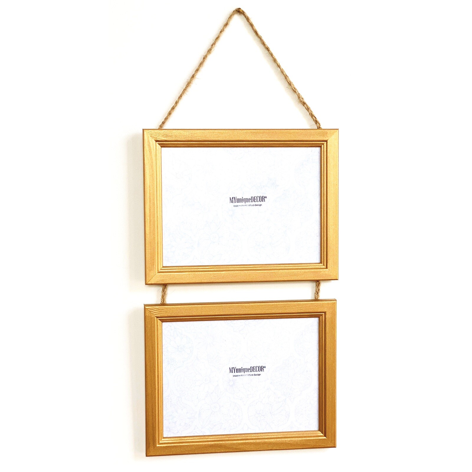Double Photo Picture Frame Hanging Pine Wood Wooden Twine Shabby Chic ...