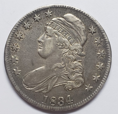 1834 Capped Bust 50 Cents LARGE DATE * SMALL LETTERS VF+ IH698 | eBay