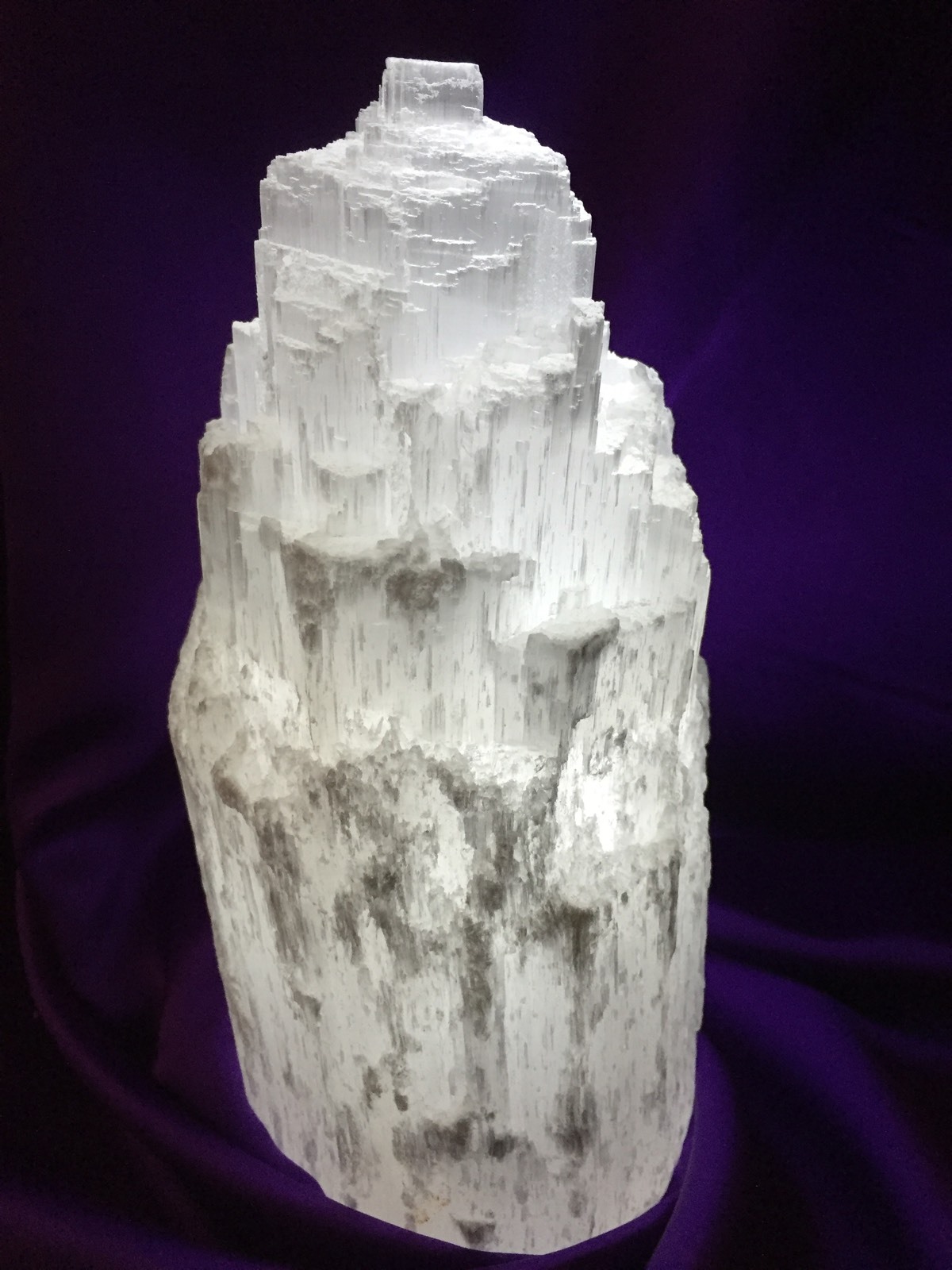 Medium Selenite Lamp And Cord LED White Selenite Tower Lamp Reiki Heal ...