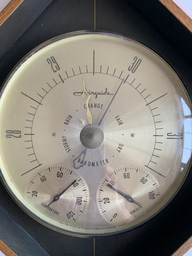 Airguide Barometer 1960s Wall Hanging Weather Station MCM Walnut ...