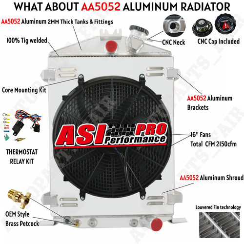 4 Row Radiator Shroud Fan For 1932 Ford High Boy Street Rat Rod Chevy ...