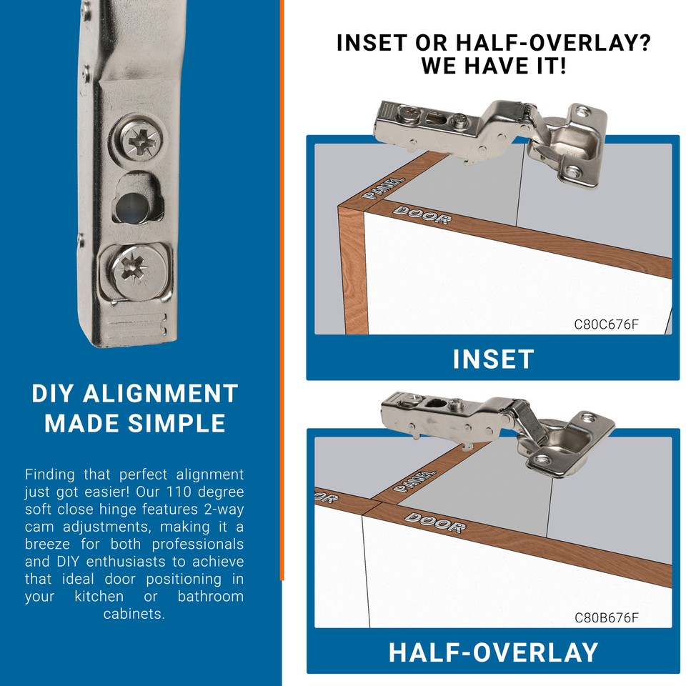 DTC Pivot Pro 110 Degree Opening Angle, Inset Soft Closing Hinge ...