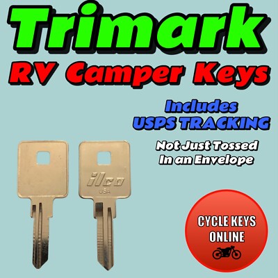 2 Trimark lock keys for Camper RV Motorhome cut to code key codes TM500 ...
