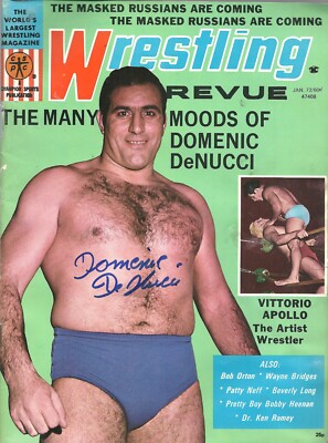 EB672 Dominic DeNucci ( Deceased ) signed Vintage Wrestling Magazine w ...