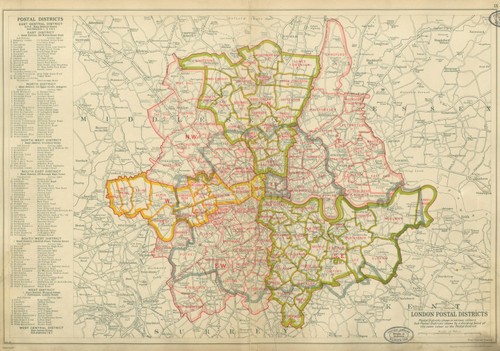 LONDON POSTAL DISTRICTS. Post code areas. NW N W SW SE E. BACON 1934 ...
