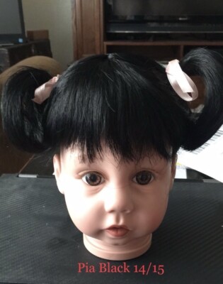 VINTAGE**New***BLACK**Doll Wig**PIA**Size 14-15**MONIQUE WIG New NO BOX ...