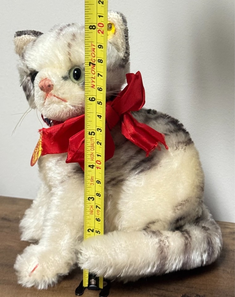 Steiff Plush Toy 2780/22 Susi Cat Baby Kitten German Green Eyes Red Bow ...