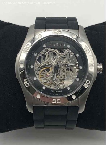 Armitron Mens Black Skeleton Dial Automatic Stainless Steel Wristwatch ...