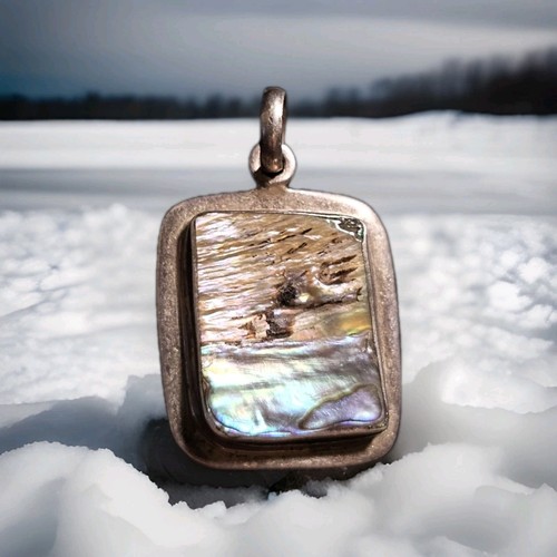 Vintage Nice Beautiful Sterling Silver Art Deco Abalone Shell Pendant # ...