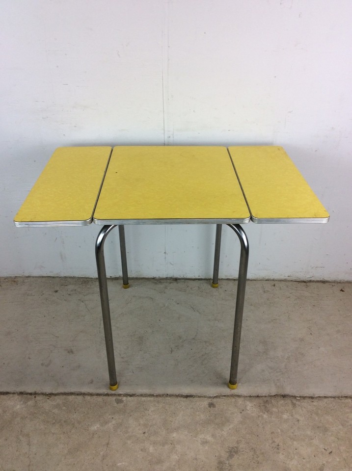 Mid Century Modern Small Yellow Formica Top Table with 2 Leafs | eBay