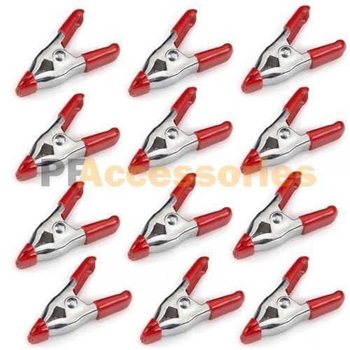 12x 2 inch Mini Metal Spring Clamps w/ Red Rubber Tips Tool LOT of 12 ...