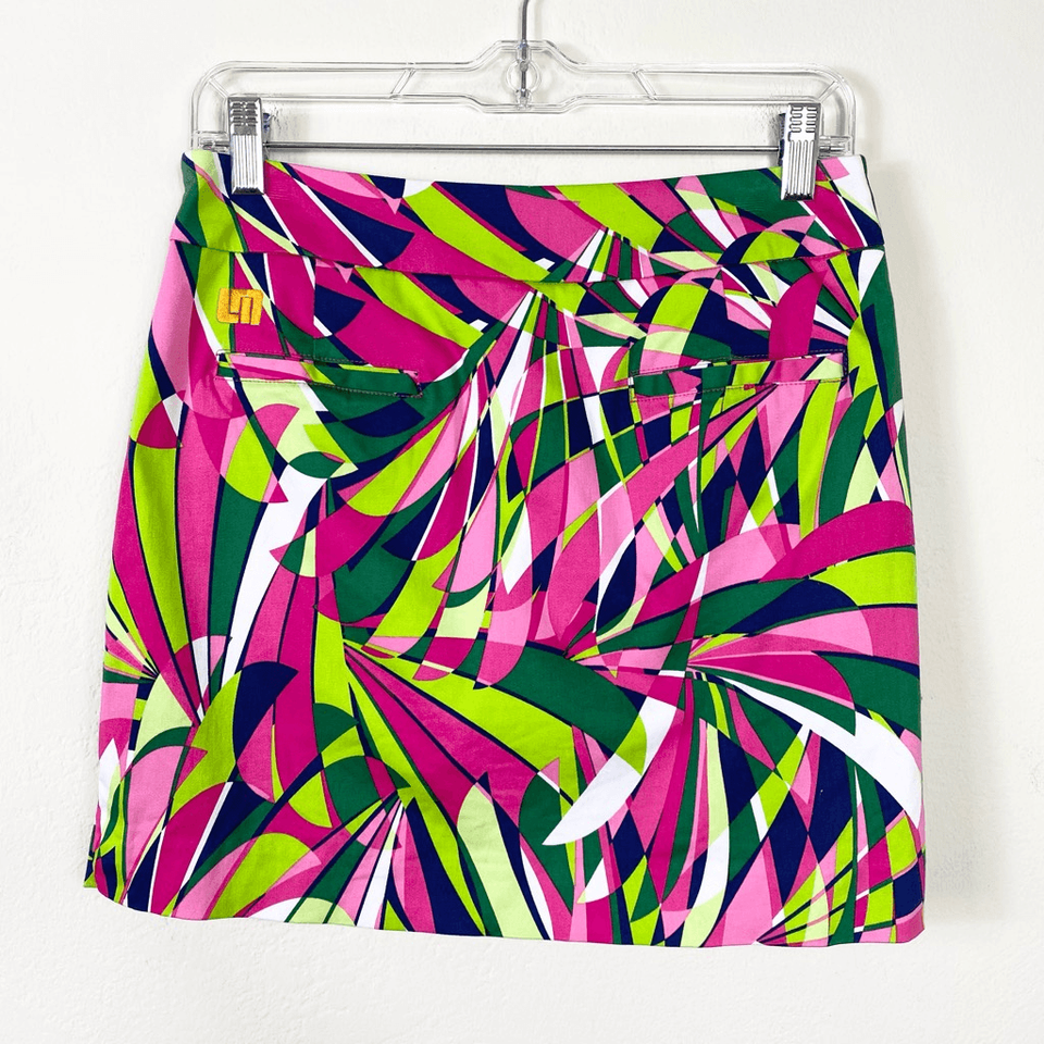 Loudmouth Ladies Champagne Colorful Green & Pink Leaf Pattern Golf ...