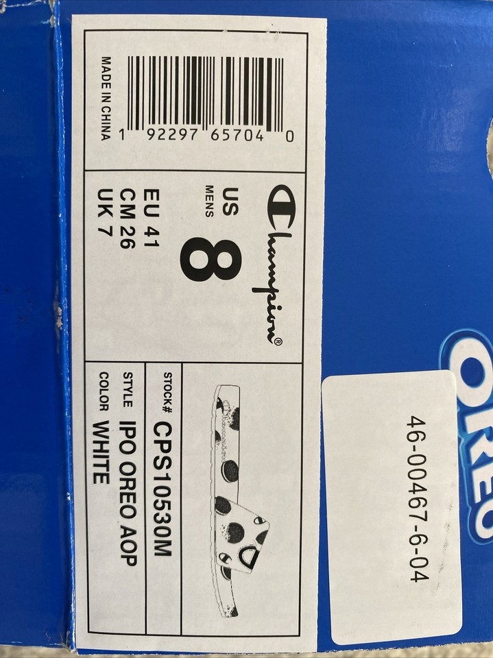 Champion X Oreo Slides Size 8M Limited Edition All Over Cookie Print ...