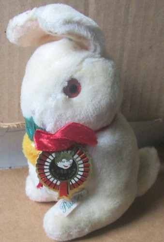 Vintage Plush PURE WOOL Rabbit BUNNY w carrot 5" Shanghai Doll Factory ...