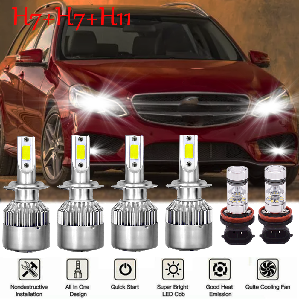 For Mercedes-Benz E350 E320 E550 -6x 6000K LED Headlight + Fog Light ...