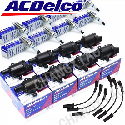 8PCS Round Ignition Coil Pack UF262 with Spark Plug and Wire For Chevy ...