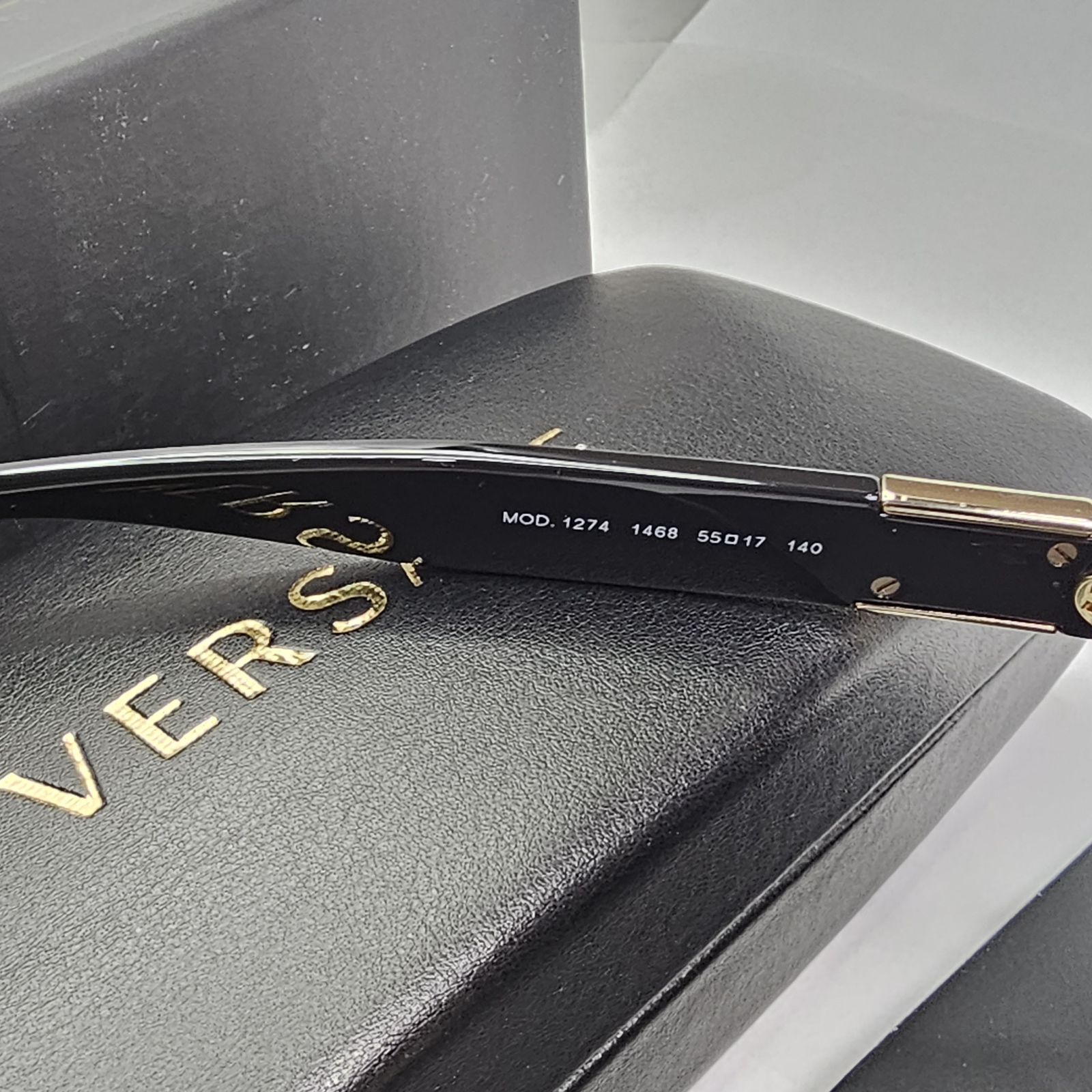 Versace Sunglasses Dark Blue Black Gold Square Metal Rectangle MOD VE ...