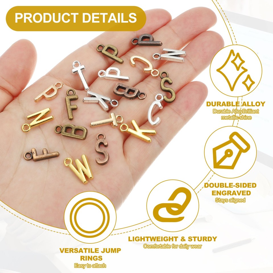 0.3" Letter Charm A-Z for Jewelry Making - P (100 Pack, Dark Cyan/Red ...