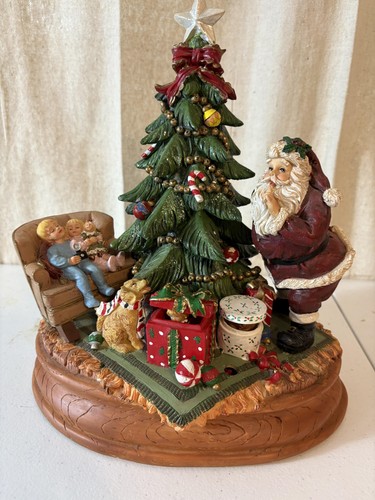 Animated Musical Santa Christmas Tree Scene Tabletop Decor 11" Tall 4 ...