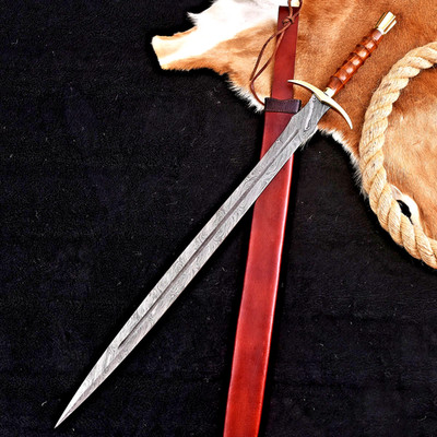 Custom Made Hand Forged Damascus Steel Double Edged Blade Claymore ...