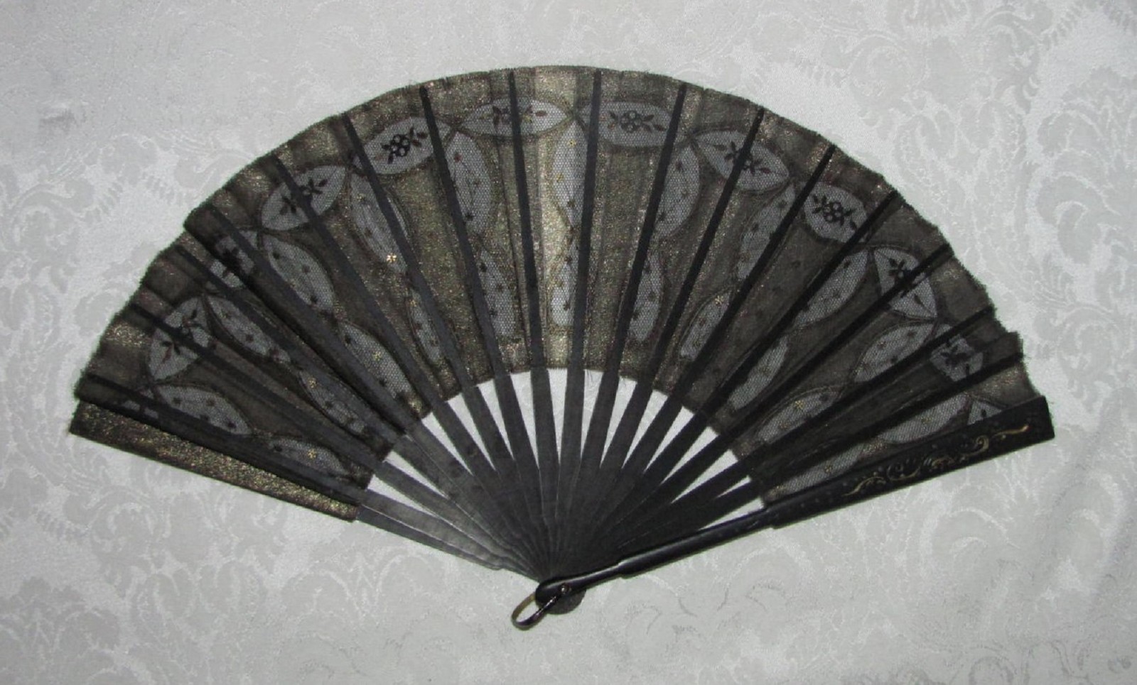 Antique Victorian Hand Fan with Sequins and Spangles Circa 1900 | eBay