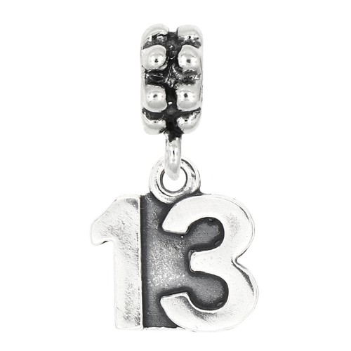 Sterling Silver Block Number 13 Thirteen Dangle Bead Charm | eBay