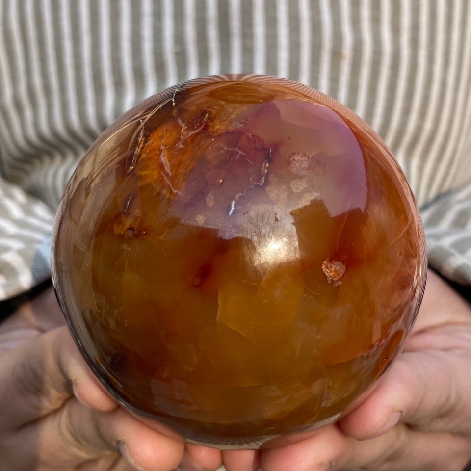 702g Large Banded Agate Geodes Red Carnelian Quartz Crystal Sphere ...