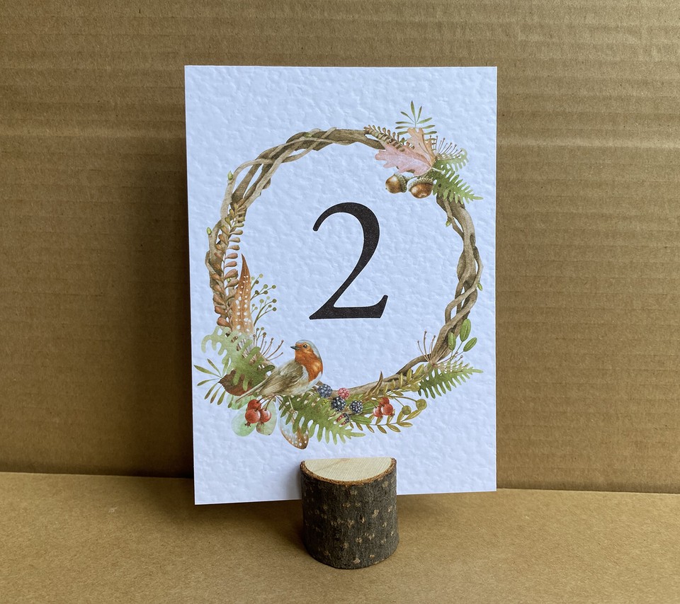 Forest greenery TABLE NUMBERS woodland animals birds tree wreath rustic ...