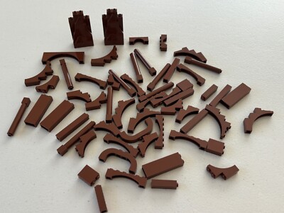 LEGO Lot of 58 REDDISH BROWN Castle Window Turrets Arches Rock Wall ...