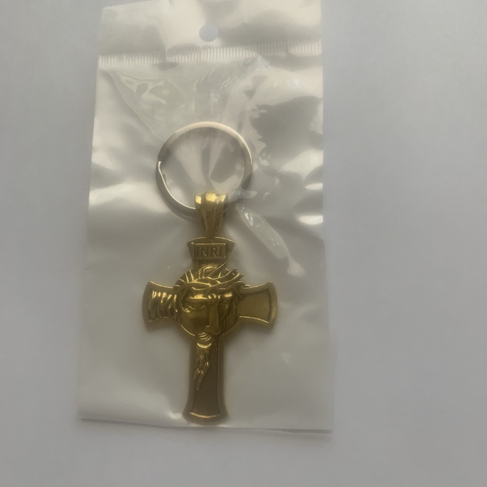 Women Men Jesus Christ Face Cross Crucifix Gold Keychain US Seller BOGO ...