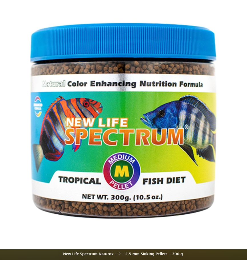 NEW LIFE SPECTRUM FISH FOOD NATUROX FORMULA 300 GM 2-2.5 mm MEDIUM ...