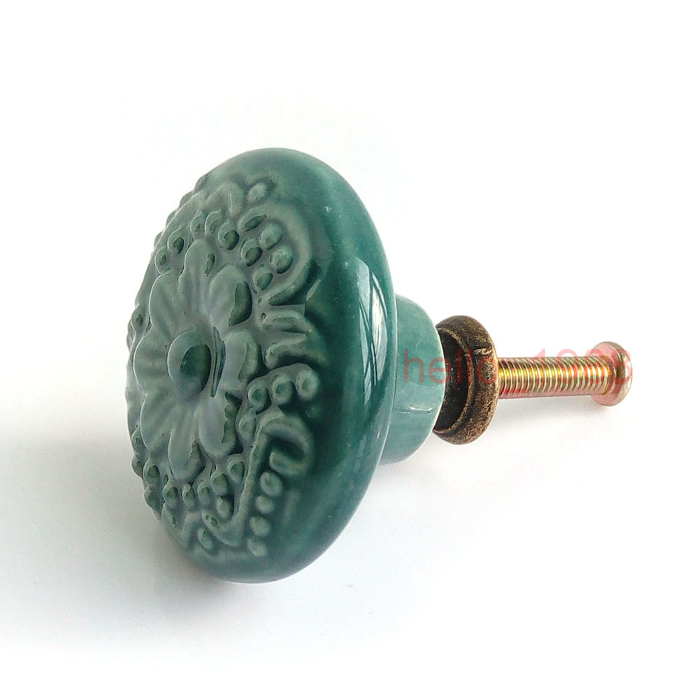 Ceramic Cameo Bas-relief Cabinet Knob Handle Antique Drawer Pull Rural ...