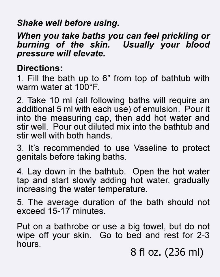 Zalmanov's DETOX Turpentine Bath Emulsion White / Yellow 236 ml / 8 Fl ...