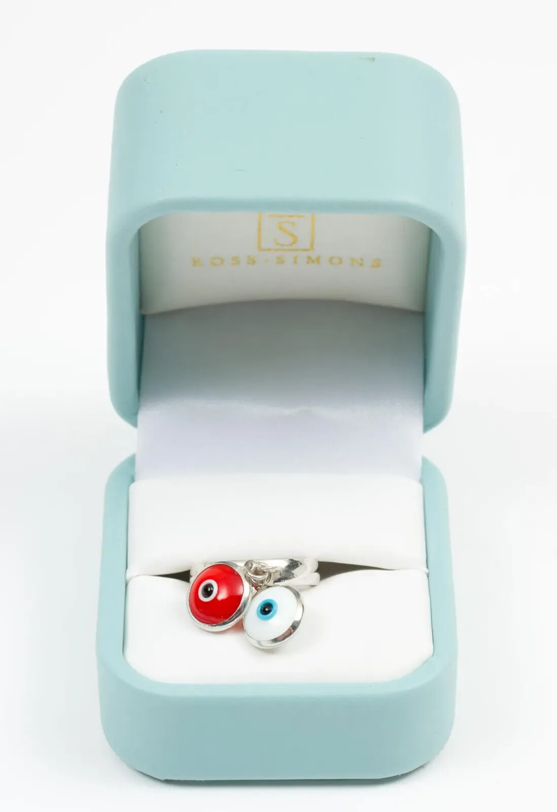Ross-Simons Multicolored Enamel Evil Eye Ring in Ster… - Gem