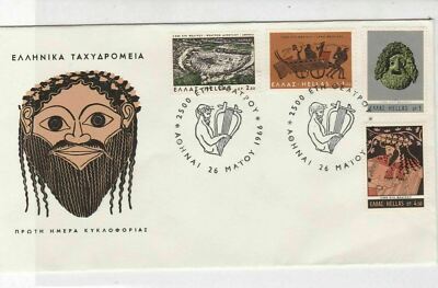Greece 1966 Man & Harp Slogan Cancels Four Historic Stamps Cover Ref ...