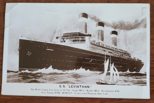 United States Line SS Leviathan Steamer Ship V4 1930 Postcard Sent from ...