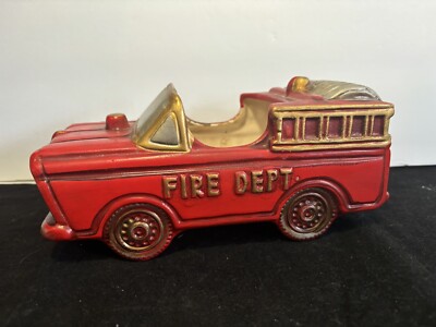 Vintage Fire Dept. Red Fire Truck Small Planter By Inarco 8x4 | eBay