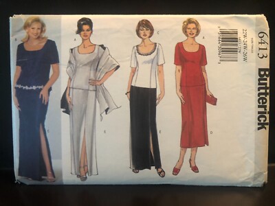 Butterick Pattern 6413 WOMENS & PETITE TOP SKIRT STOLE Sz 22-26 Gown ...