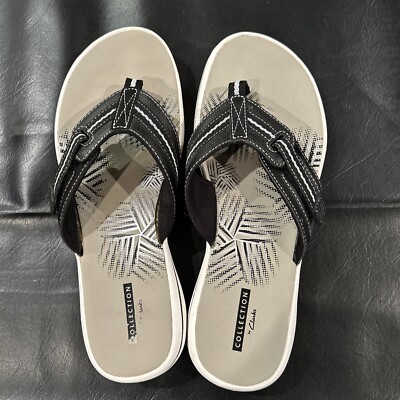 NEW Womens Clark’s Collection Black Flip Flops Sandals 8 | eBay