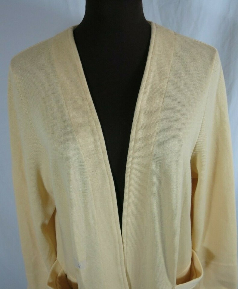 Weekenders Yellow Open Front Cardigan Sweater Pockets Collarless Size S ...