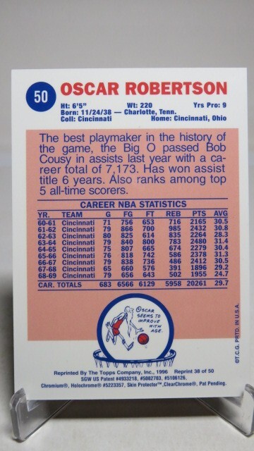 OSCAR ROBERTSON 1996 TOPPS FINEST REPRINT W/ COATING BASKETBALL CARD ...